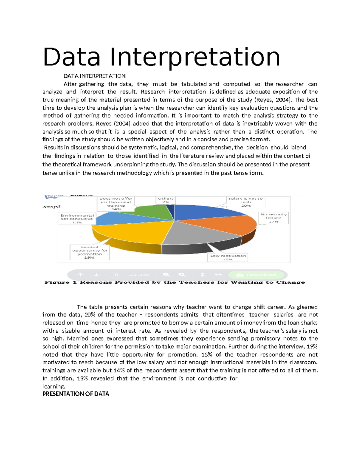 Analysis and Representation of Data - Data Interpretation DATA ...