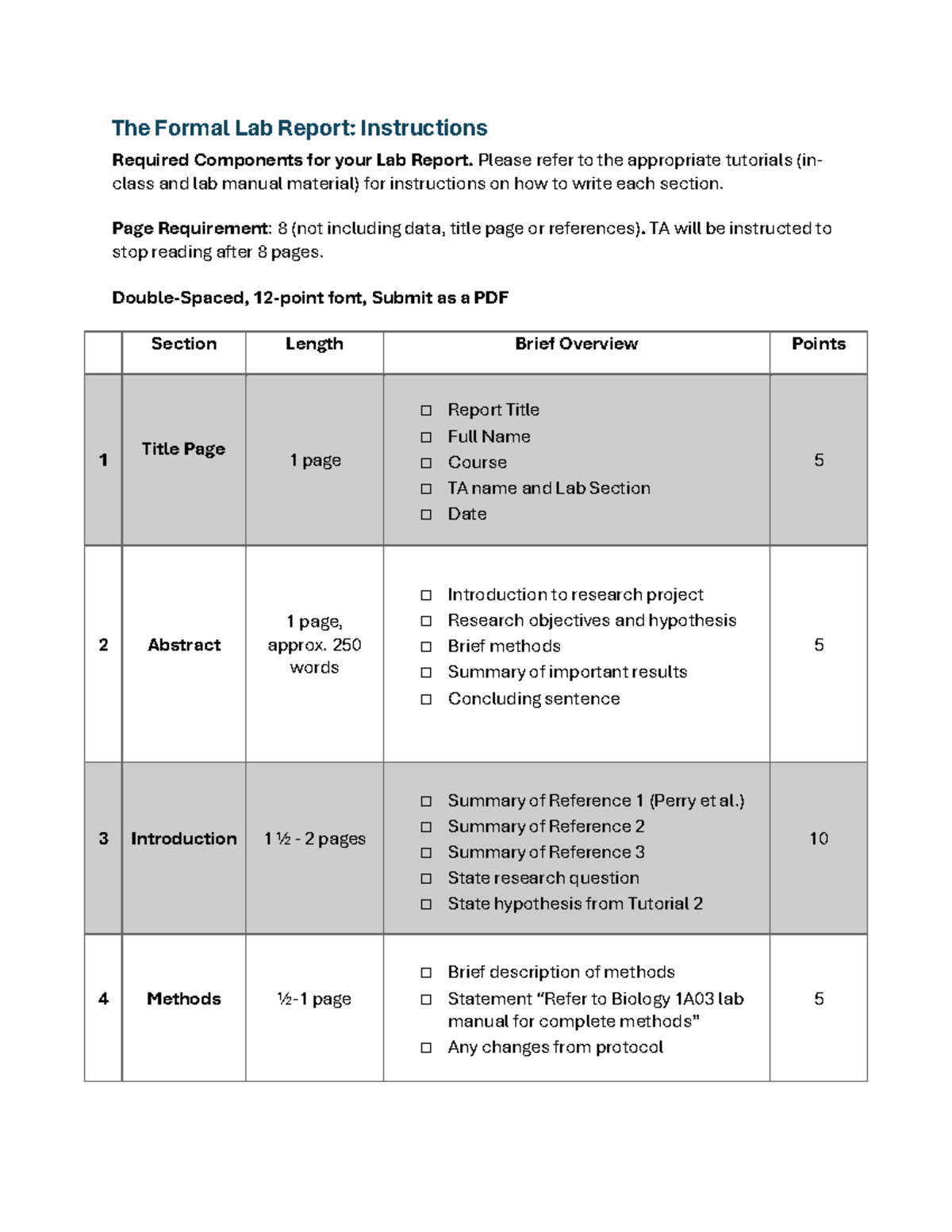 Formal Lab Report Instructions F2024 - The Formal Lab Report ...