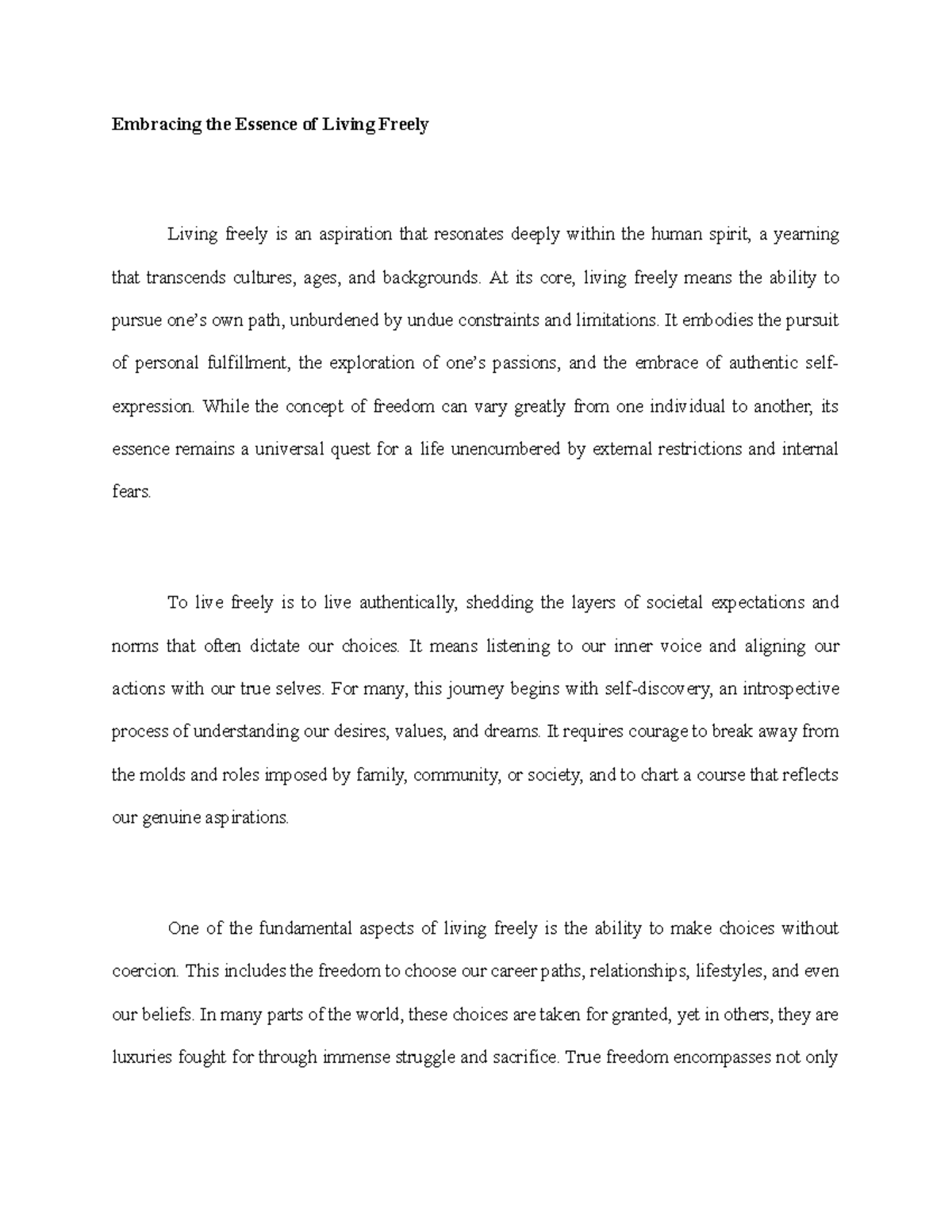 Embracing the Essence of Living Freely - At its core, living freely ...