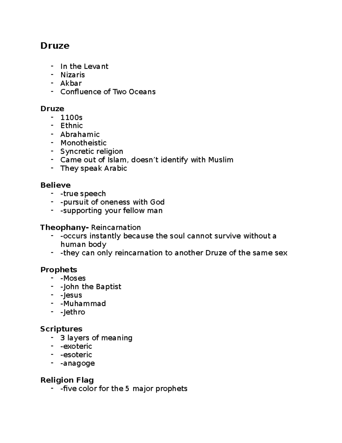 Druze - Notes from Early Part of the semester - Druze ⁃ In the Levant ...