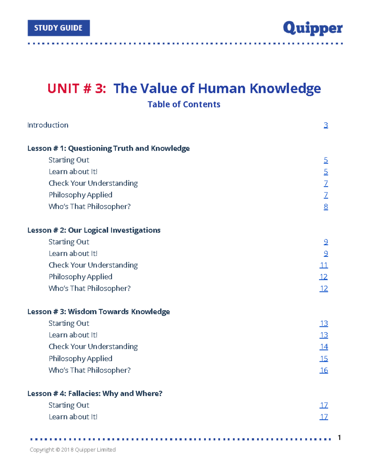 Questioning Truth and Knowledge 0 - UNIT # 3: The Value of Human ...
