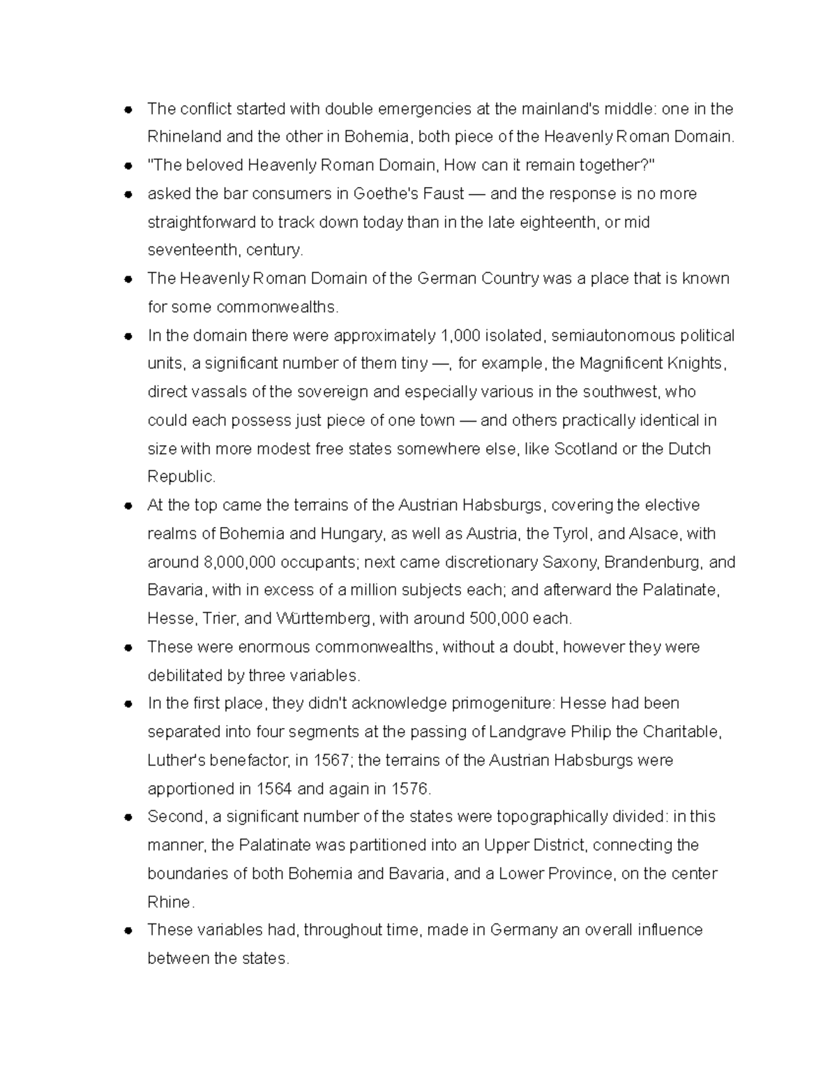 30 years war - lecture notes from class - The conflict started with ...