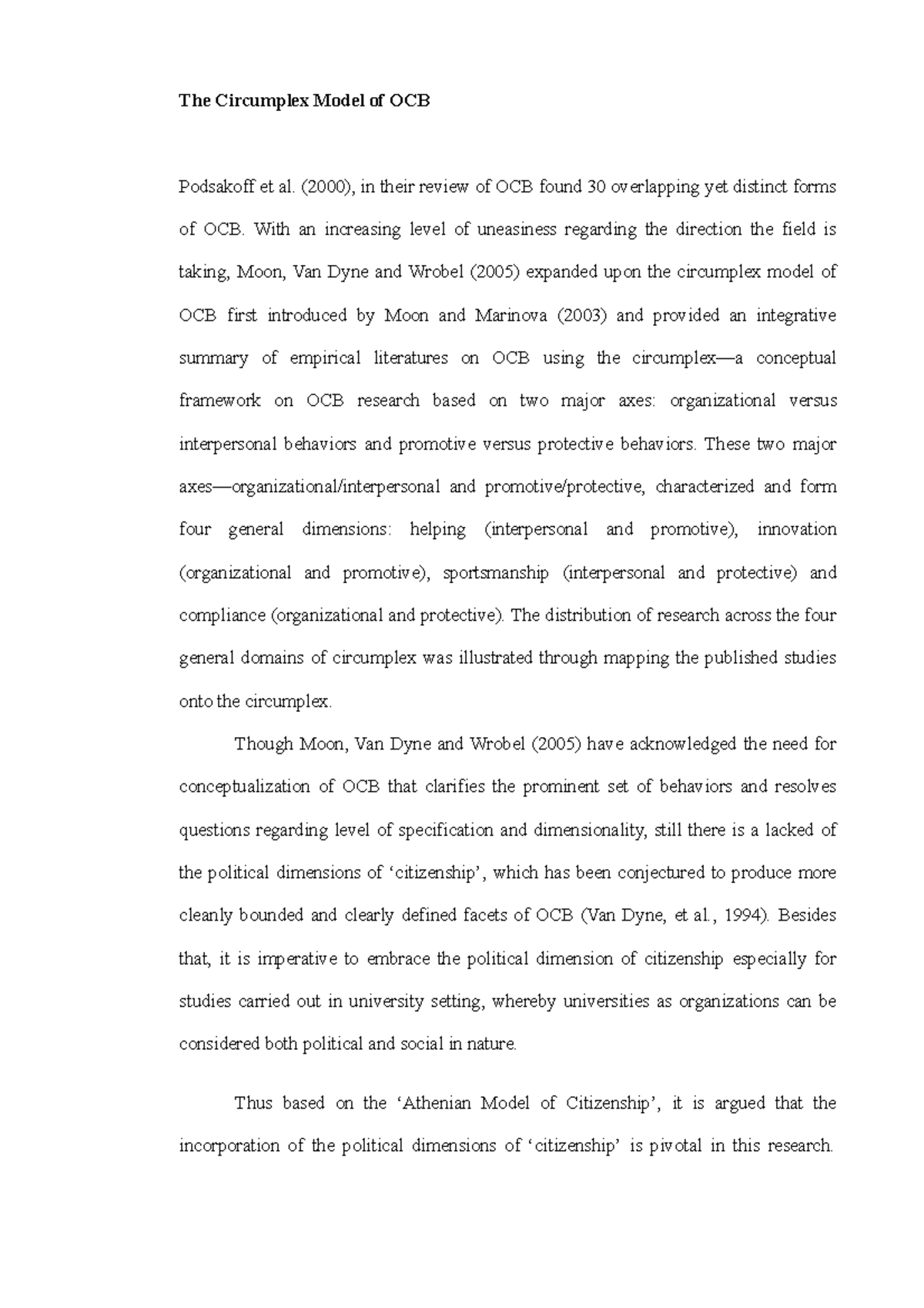 The Circumplex Model of OCB - The Circumplex Model of OCB Podsakoff et ...