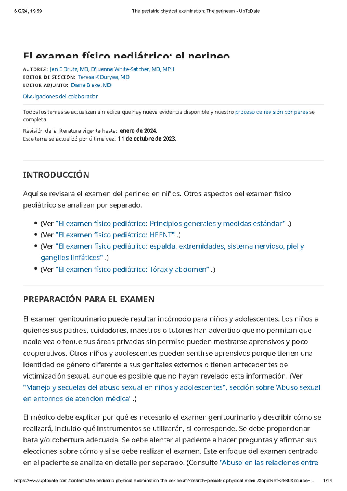 The pediatric physical examination The perineum - Up To Date - - Studocu