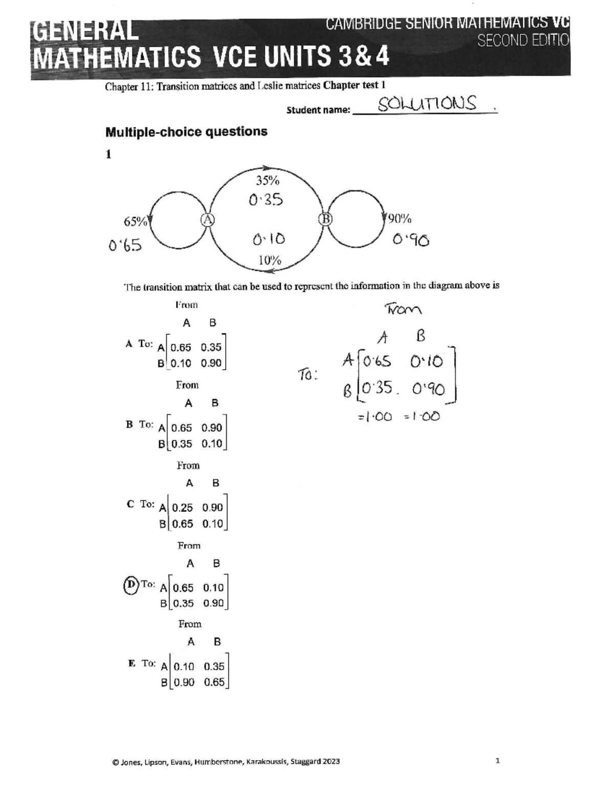 CH11 - CHAPTER 11 Matrices solution sheet for cambridge - Studocu