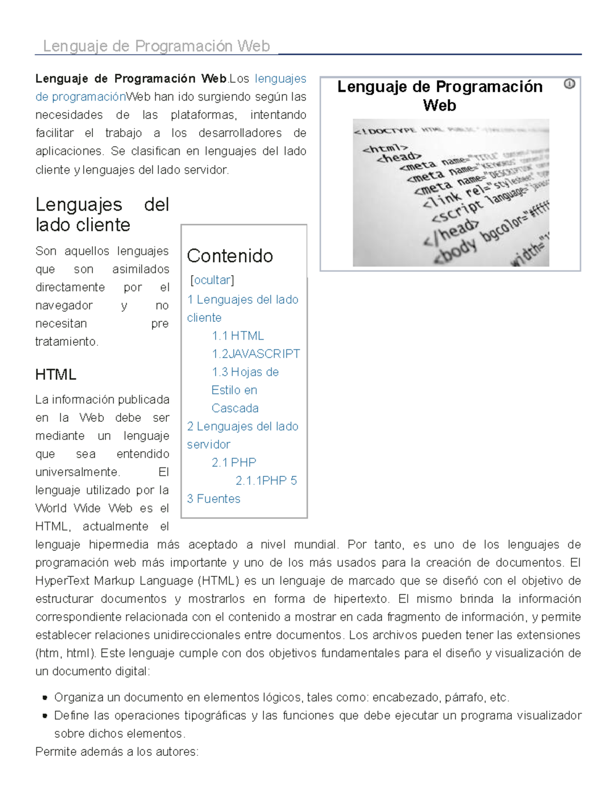 Modulo 3- Lenguaje de programación web - Contenido [ocultar] 1 ...