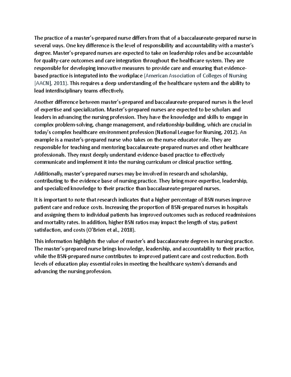 NR500NP Week 1 Discussion - The practice of a master's-prepared nurse ...