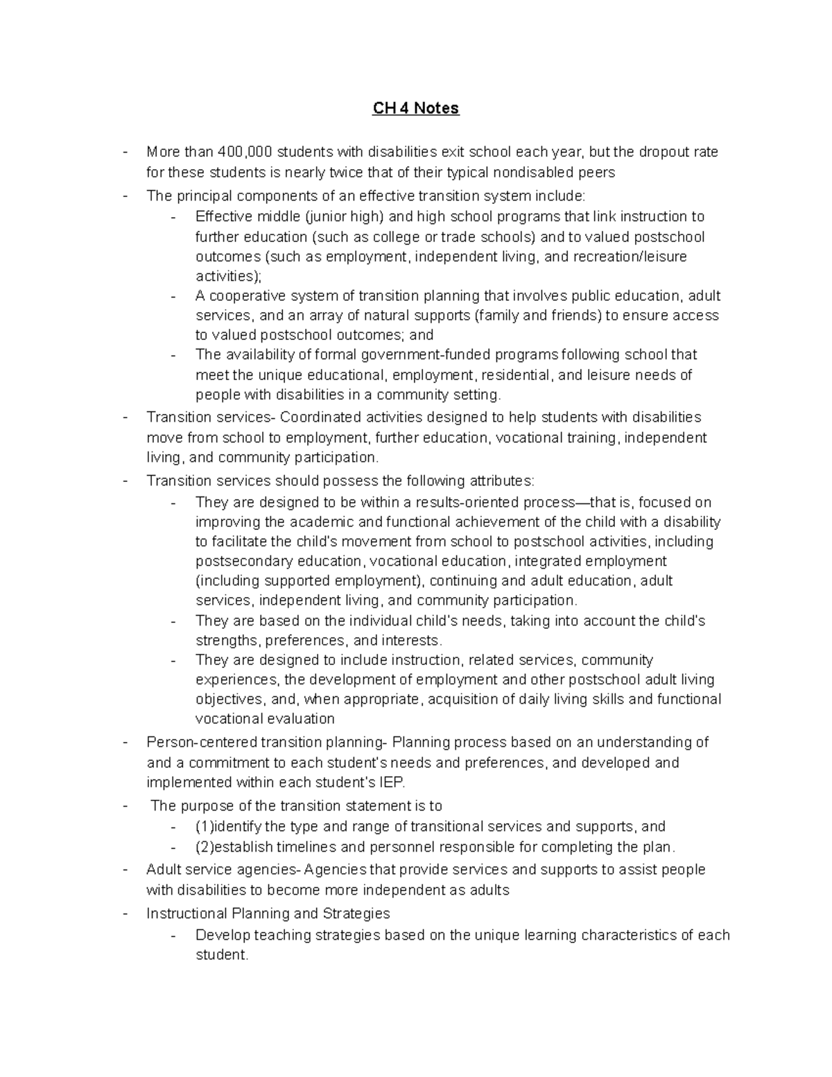 CH 4 Notes - Couse stayed the same and only one professor for it - CH 4 ...