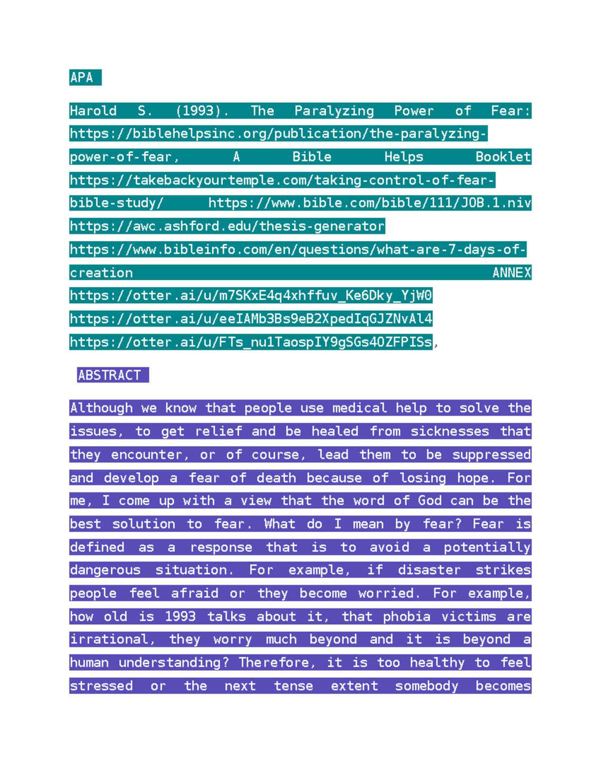 APA abstract-english composition 2 - APA Harold S. (1993). The ...