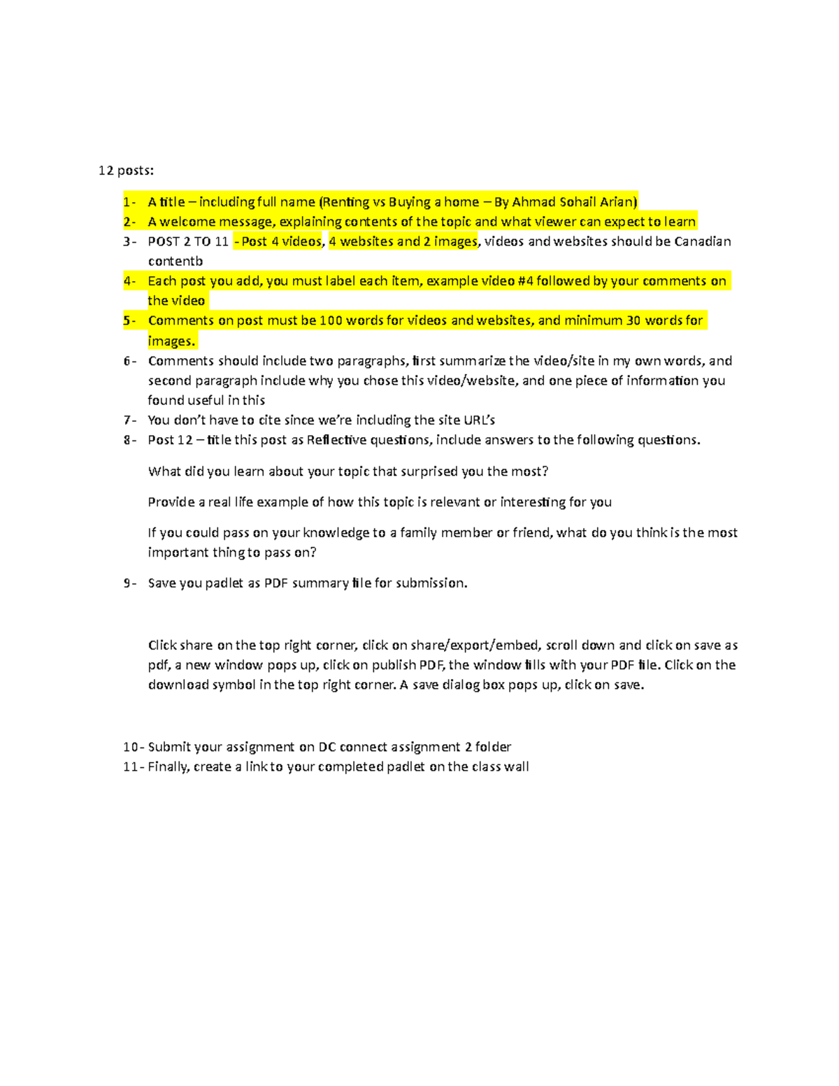 Assignment 2 Money Matters - 12 posts: 1- A title – including full name ...