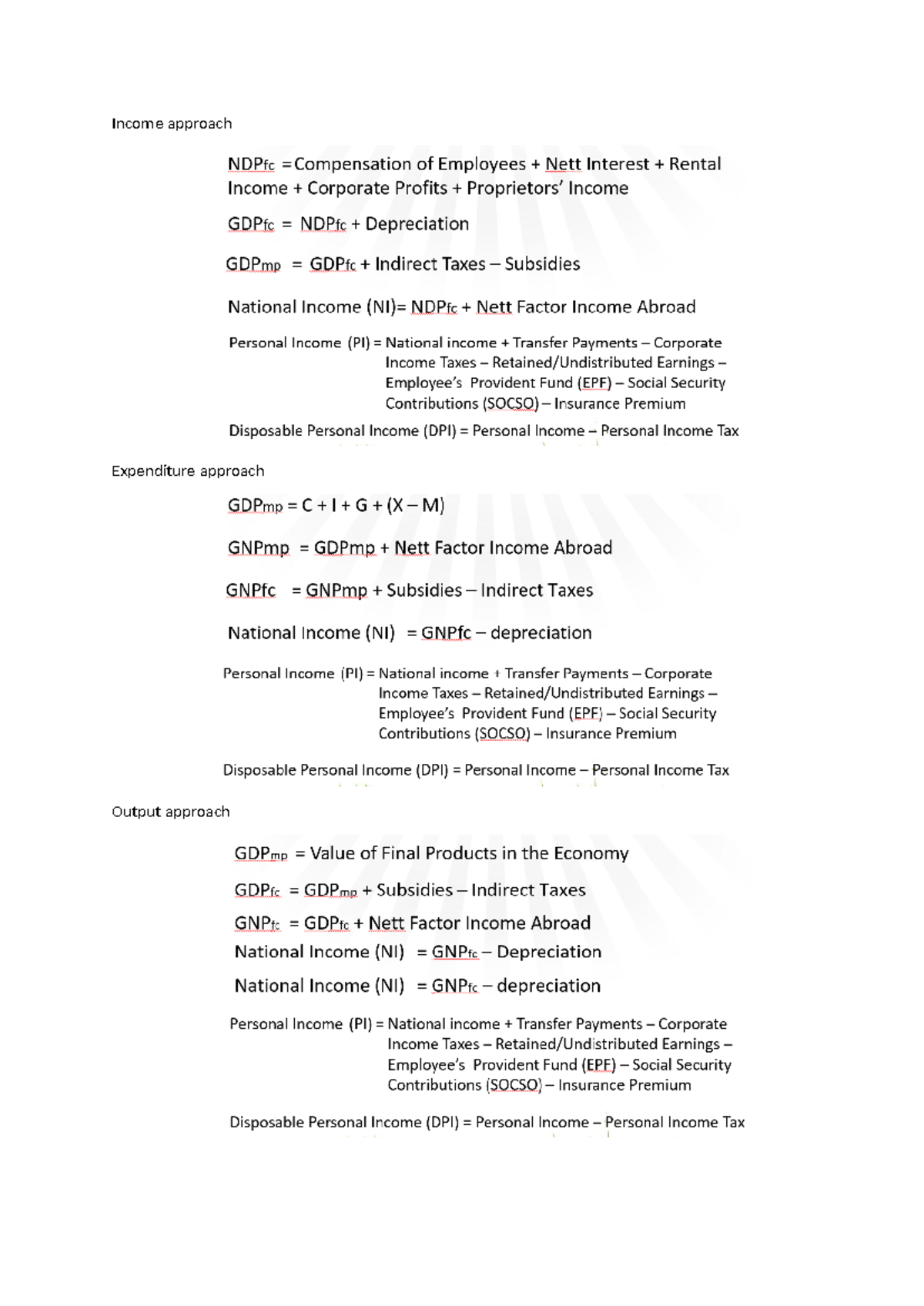 Nota eco three approach - Fundamentals of Economics - Income approach ...