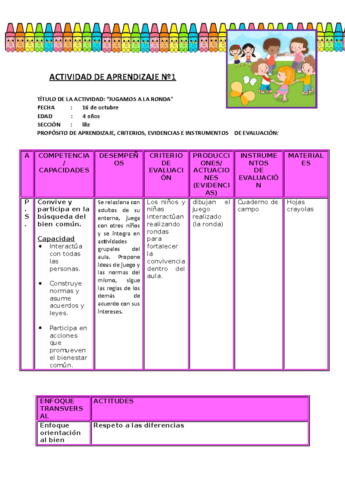 Jugamos a la ronda - Juegos tradicionales - ACTIVIDAD DE APRENDIZAJE Nº ...