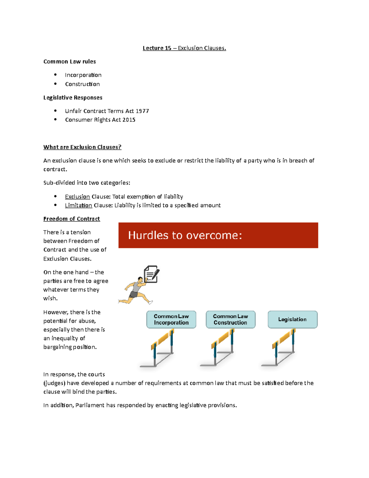 Lecture 14 - Exclusion Clauses - Lecture 15 – Exclusion Clauses. Common ...