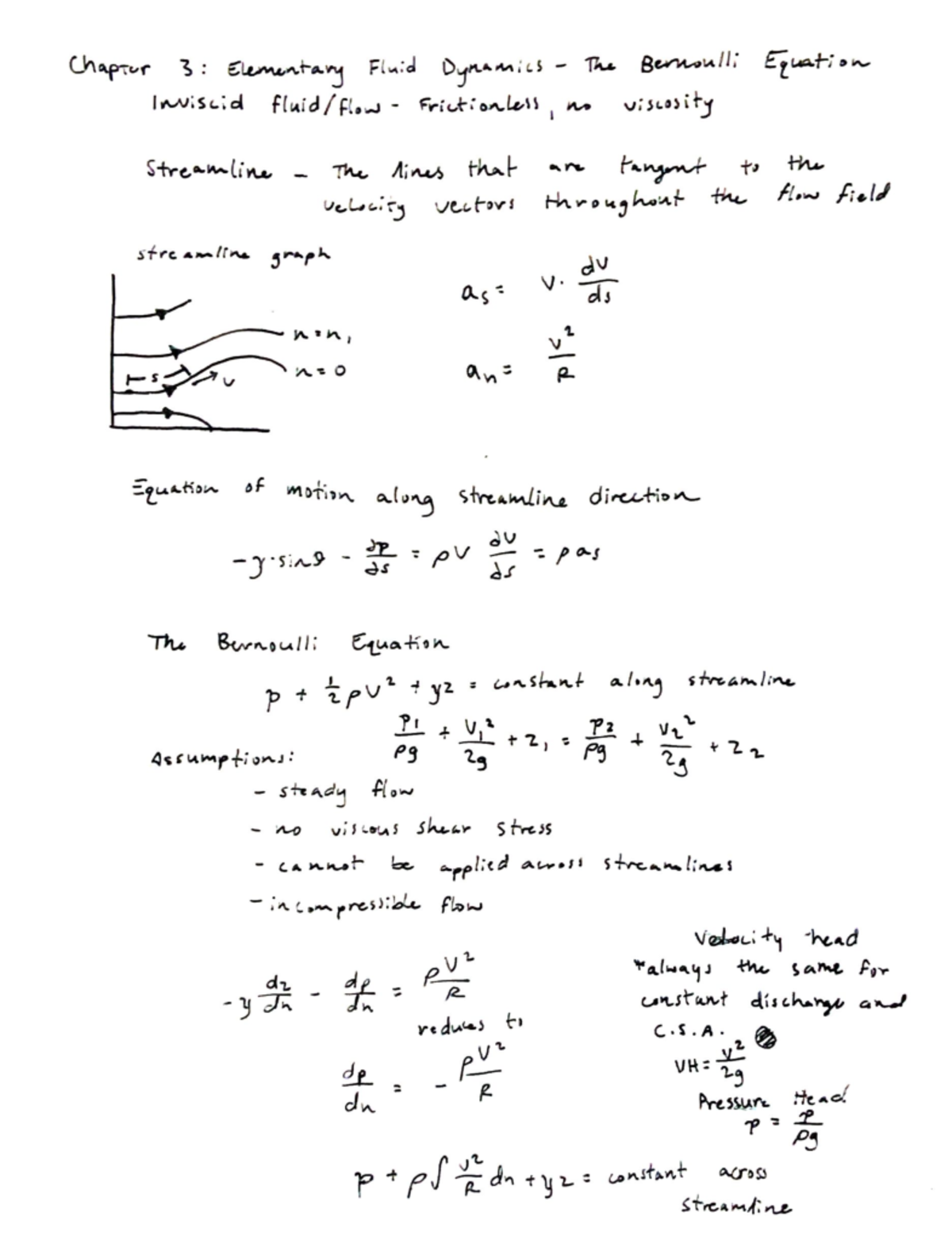 FM Ch3 Elementary Fluid Dynamics - The Bernoulli Equation - Chapter 3: Elementary Fluid Dynamics ...