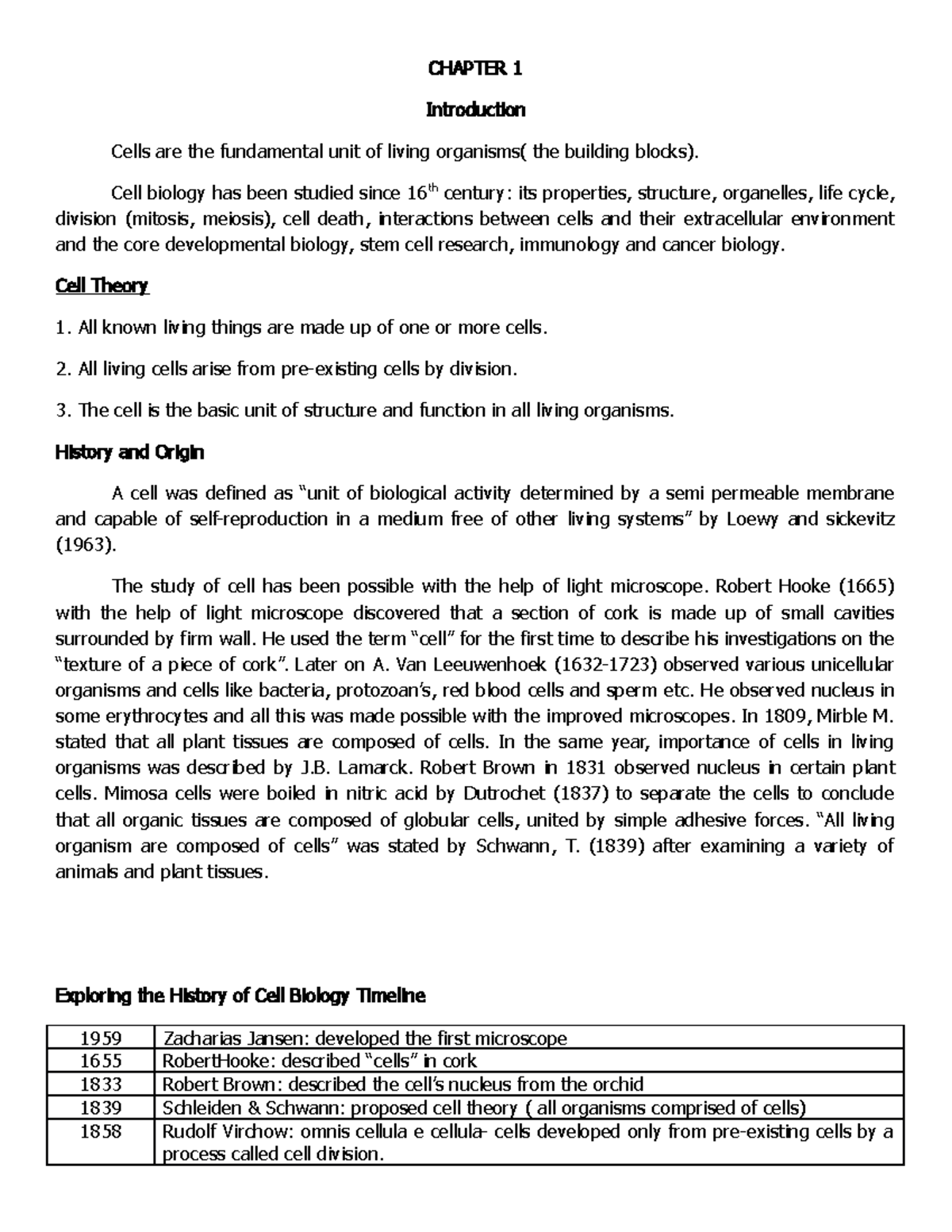 Chapter 1 - Introduction of Cell and Molecular Biology - CHAPTER 1 ...