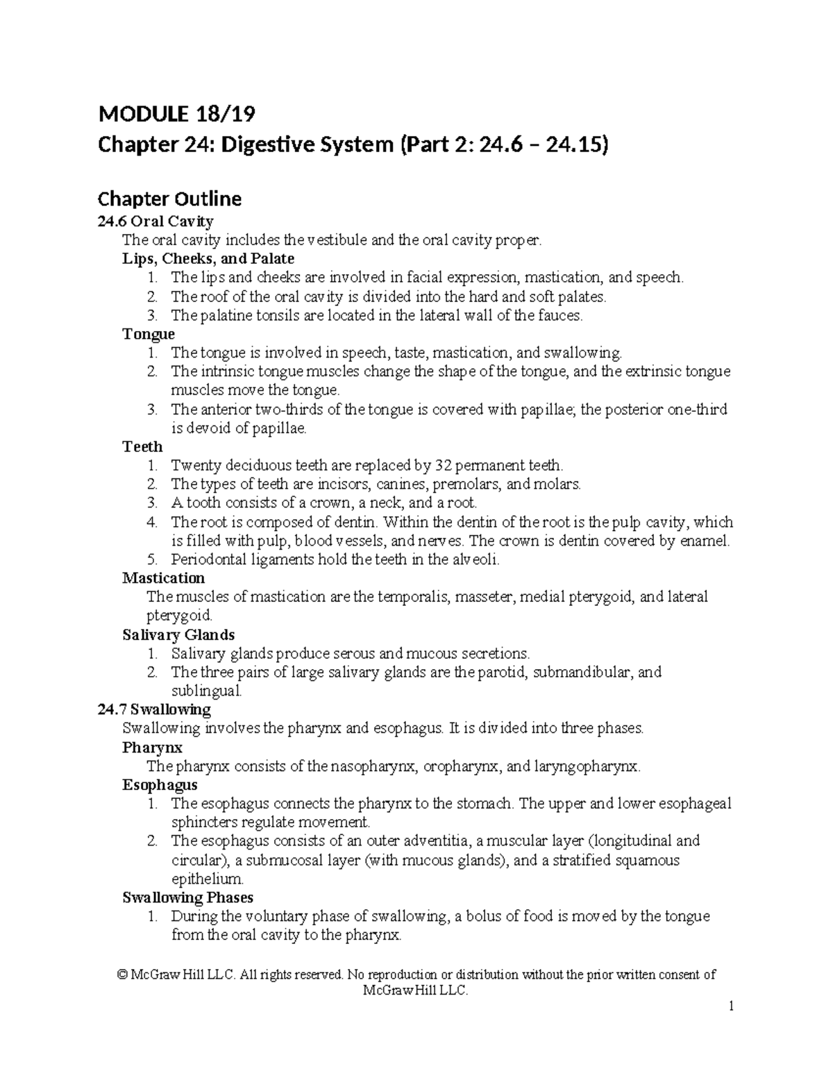Chapter 24 Part 2 Outline - MODULE 18/ Chapter 24: Digestive System (Part 2: 24 – 24) Chapter ...