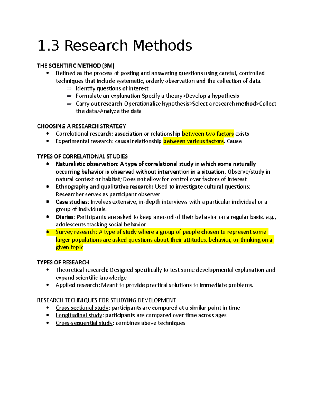 Research Methods - 1 Research Methods THE SCIENTIFIC METHOD (SM ...