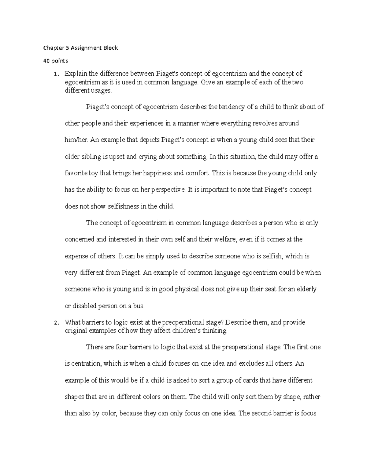 Chapter 5 fall 2018 assignment block - Chapter 5 Assignment Block 40 ...