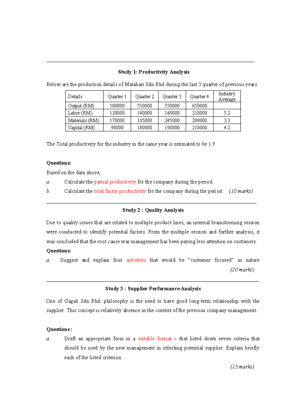 OPERATION MANAGEMENT 530 ASSIGNMENT - - Studocu