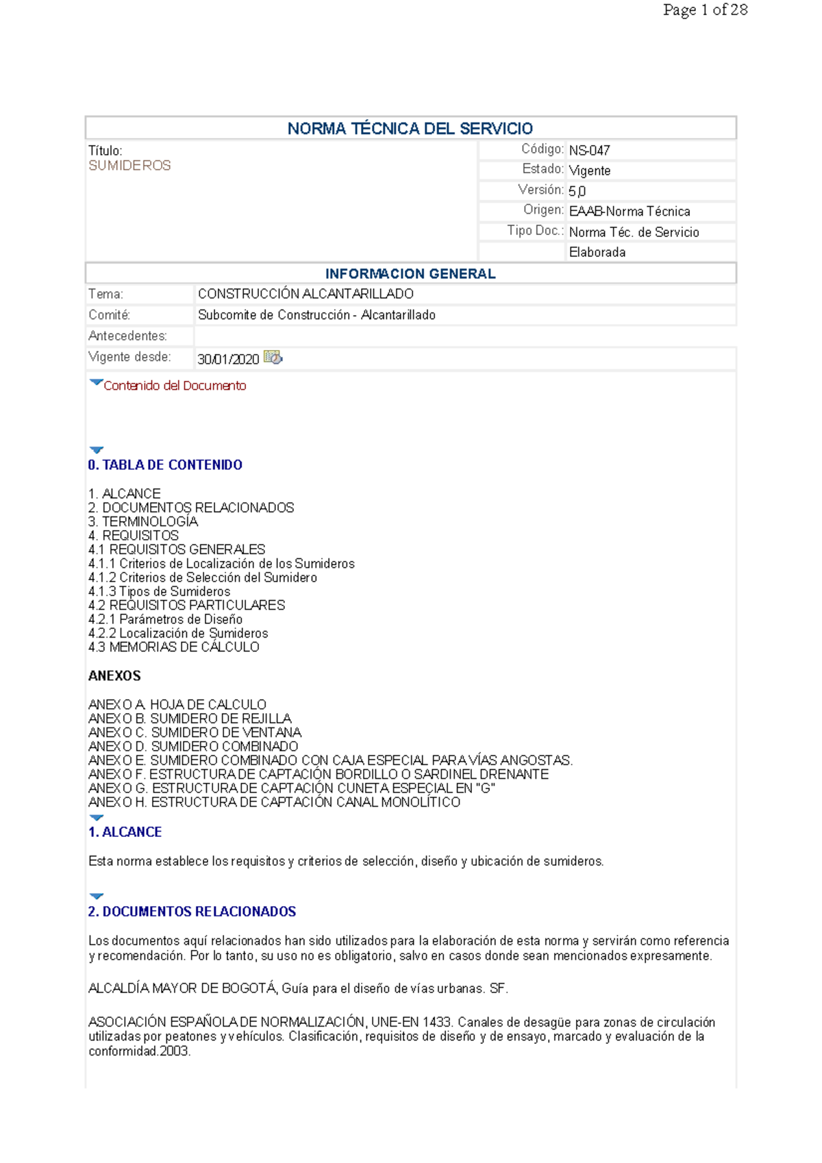 Toaz - asdfsdf - NORMA TÉCNICA DEL SERVICIO Título: SUMIDEROS Código ...