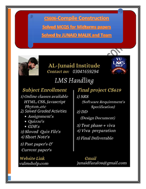 CS606 Finalterm Solved MCQs With Referencesby Moaaz - CS606- compiler instruction Solved MCQS ...