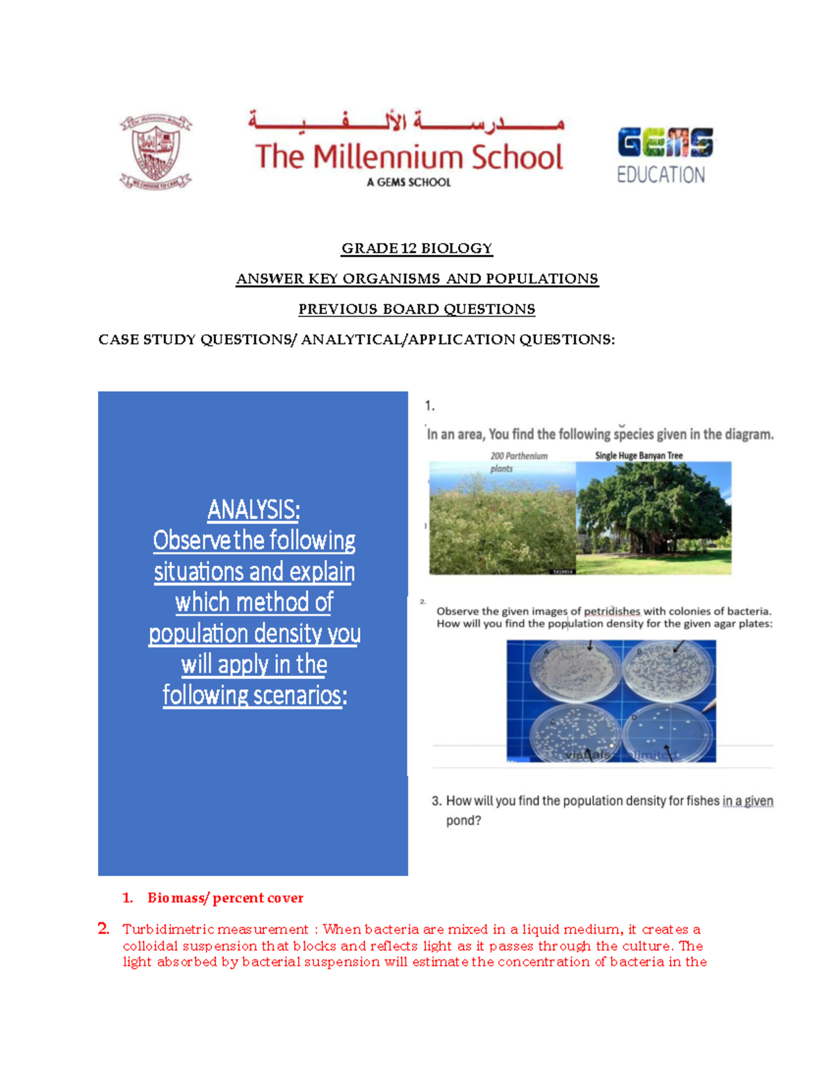 Answer Key Worksheet Organisms AND Populations - GRADE 12 BIOLOGY ...