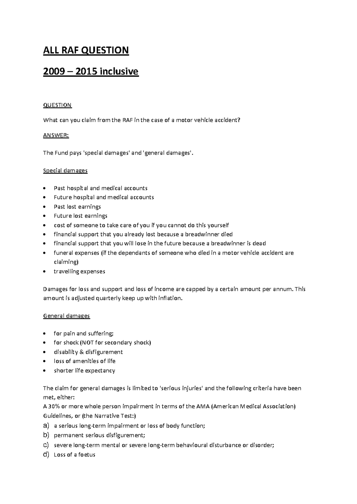 Courts-ALL RAF Questions pdf - ALL RAF QUESTION 2009 – 2015 inclusive ...