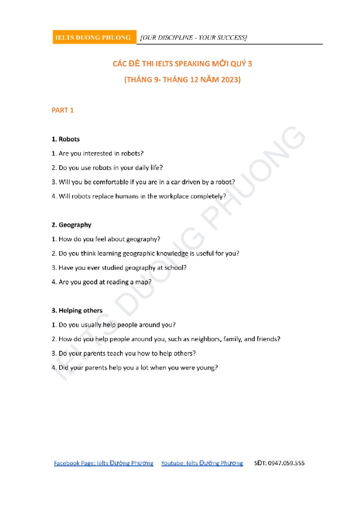 Forecast QUÝ 3 ĐỀ MỚI - Ielts Duong Phuong - ielts - Studocu