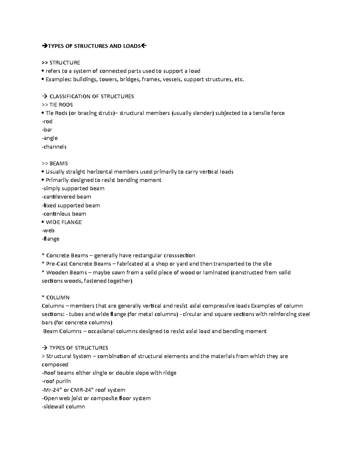 Types OF Structures AND Loads - TYPES OF STRUCTURES AND LOADS ...