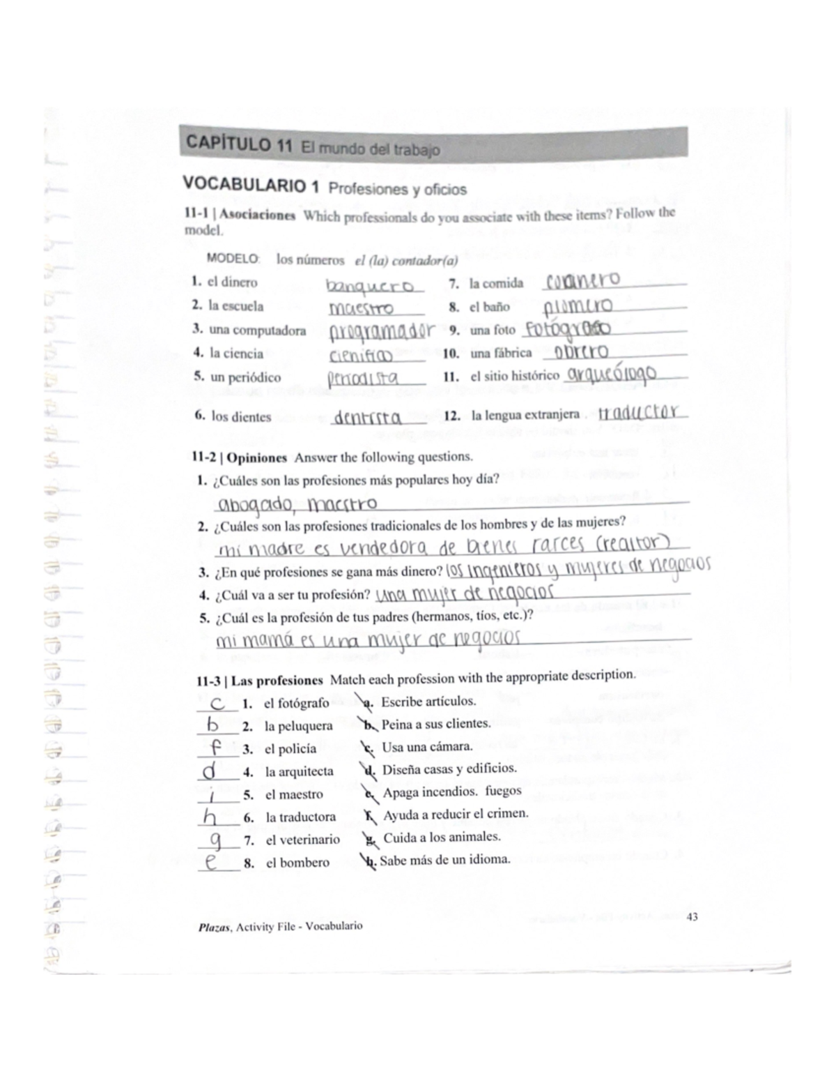 Capítulo 1 vocab (profesiones), por v para, present tense - SPAN 2113 ...