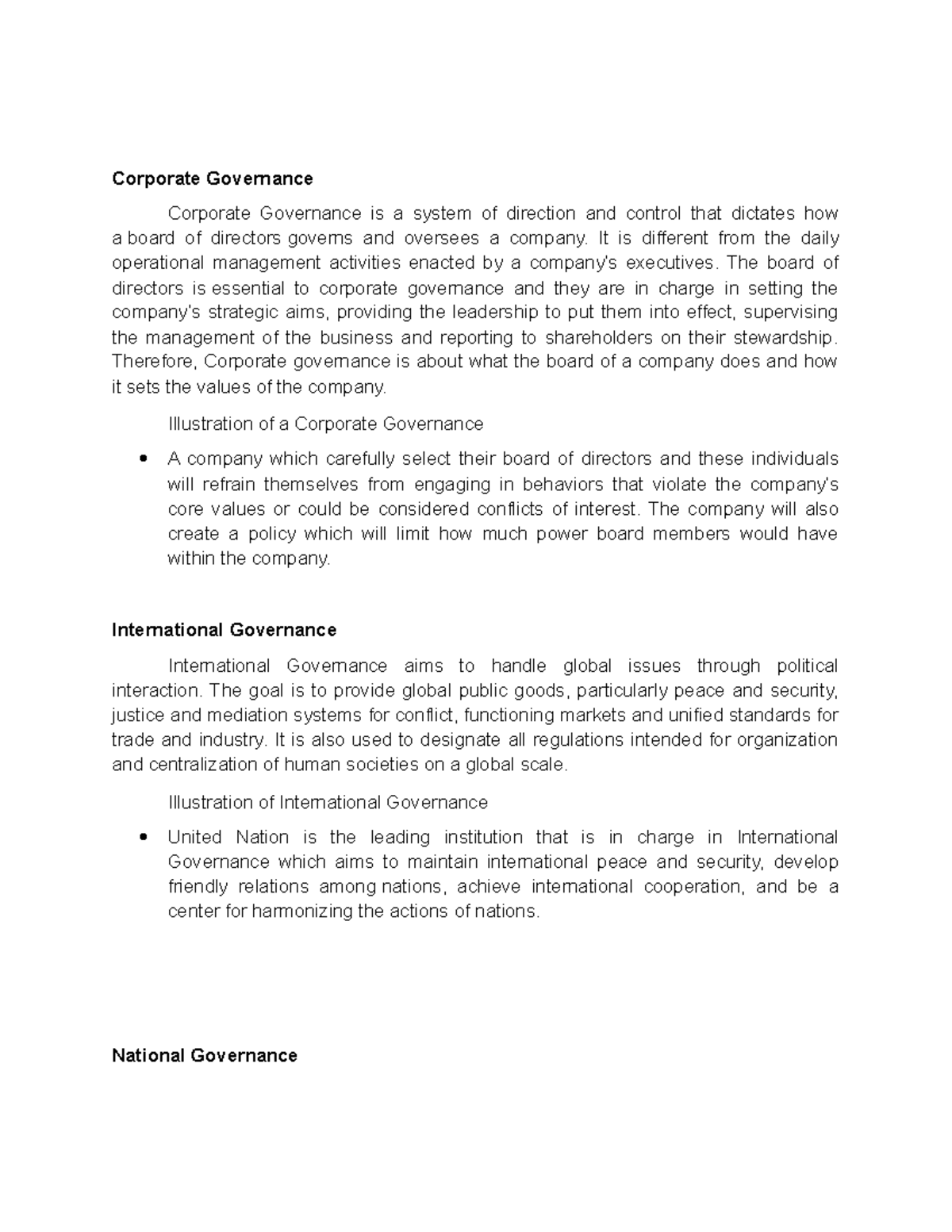 Corporate Governance - Grade: A+ - Corporate Governance Corporate ...