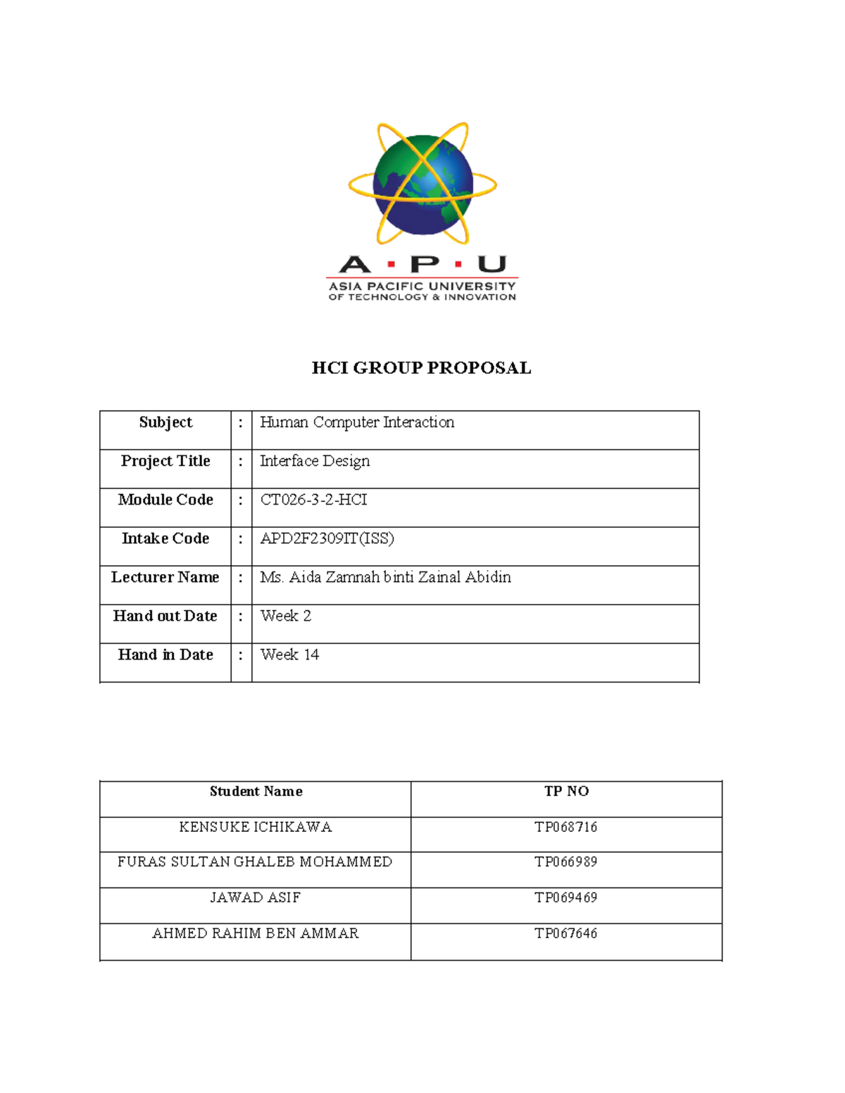 @Group 12 -HCI Proposal - HCI GROUP PROPOSAL Subject : Human Computer ...