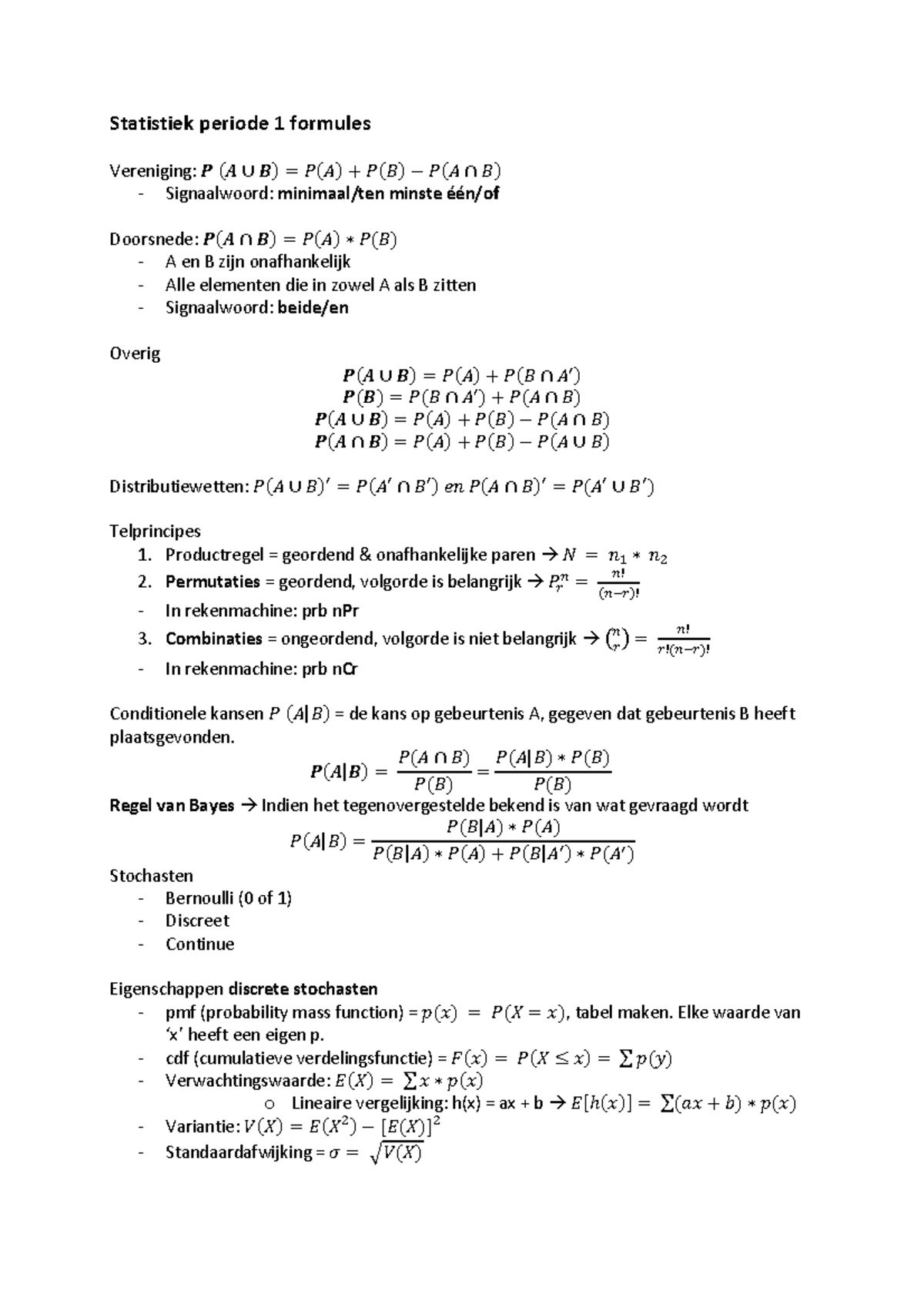 Statistiek periode 1 formules - Statistiek periode 1 formules ...