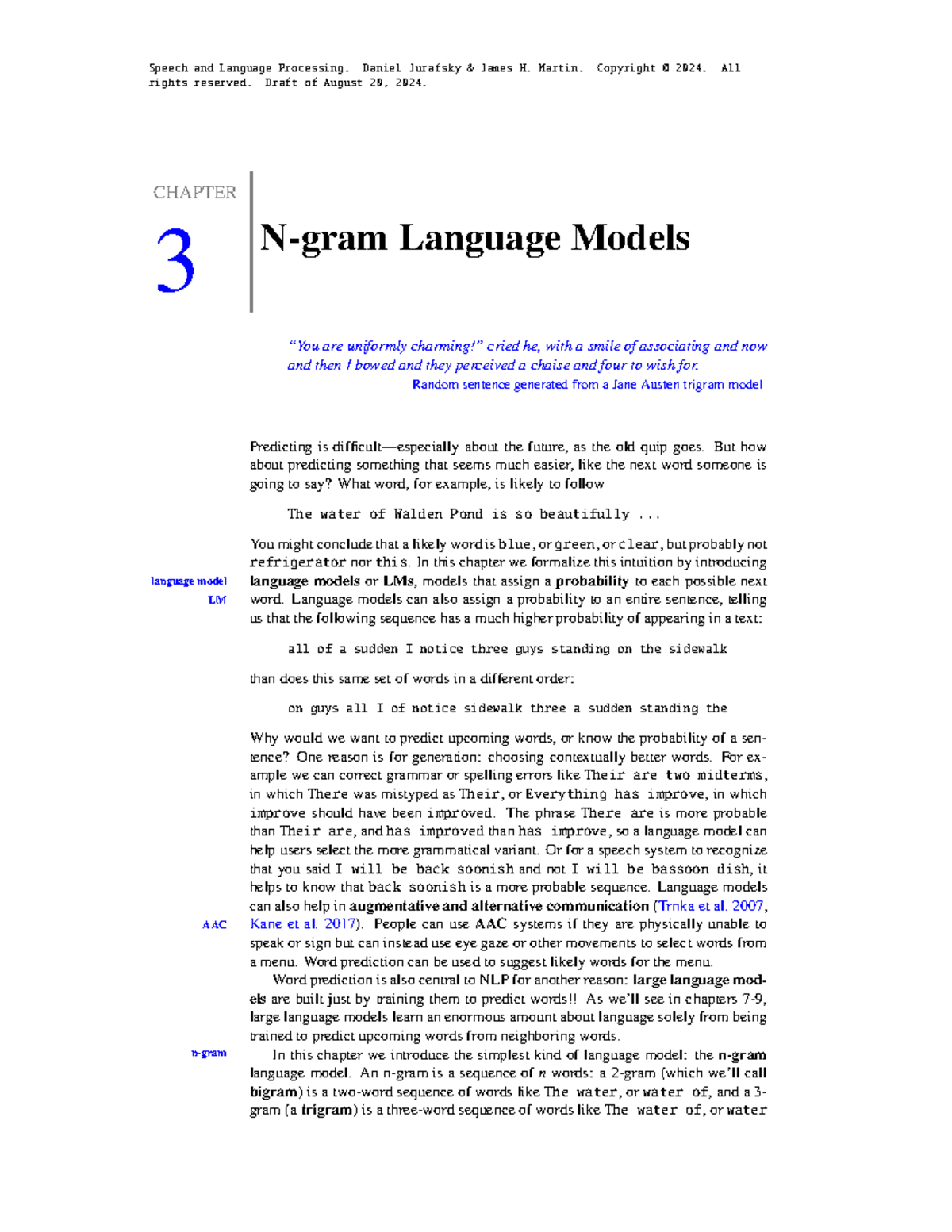 Ngram model - Speech and Language Processing. Daniel Jurafsky & James H. Martin. Copyright ...