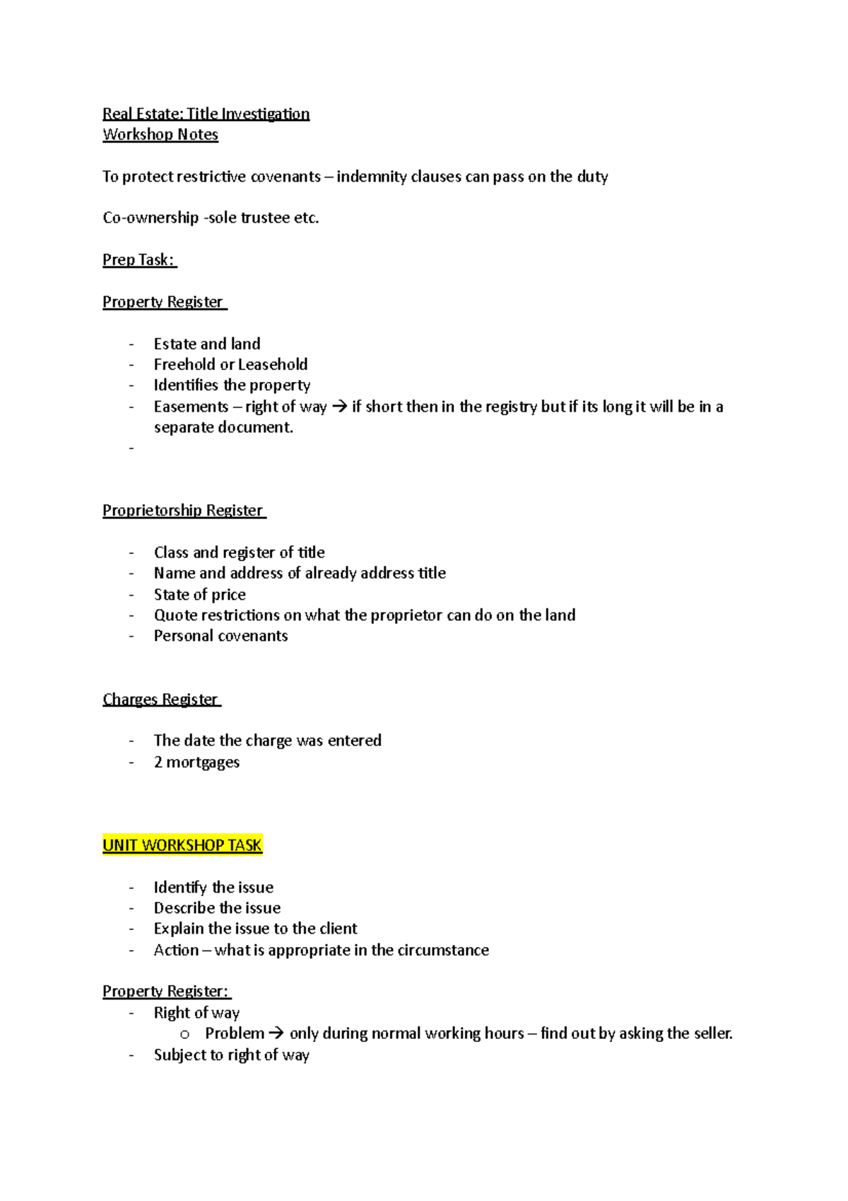 Workshop 2 Title Investigation Real Estate Title Investigation