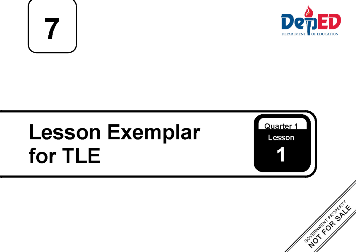 Q1 LE TLE-7 Lesson-1 Week-1-2024NEW - 7 Lesson Exemplar for TLE Quarter ...