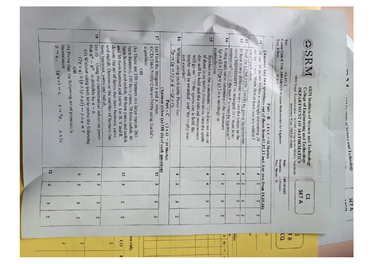 CLAT-2 question paper - Discrete mathematics - Studocu