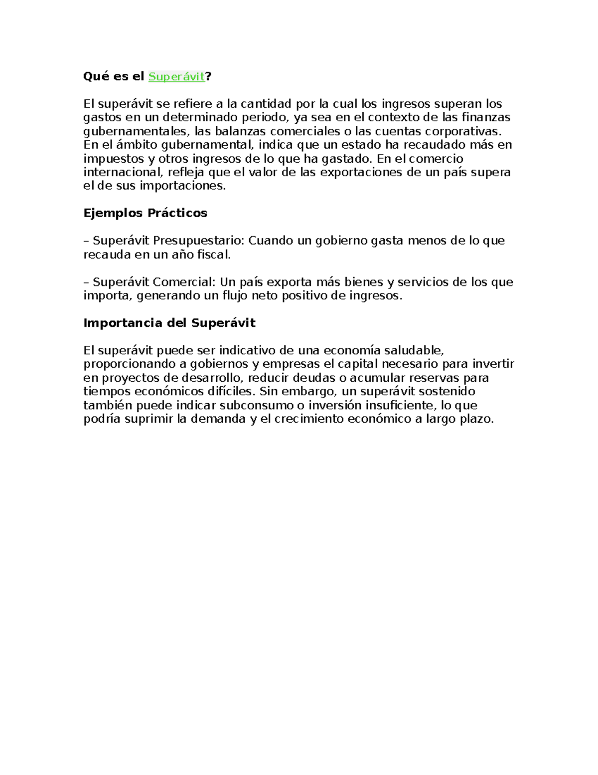 Qué es esuperavit - Qué es el Superávit? El superávit se refiere a la ...