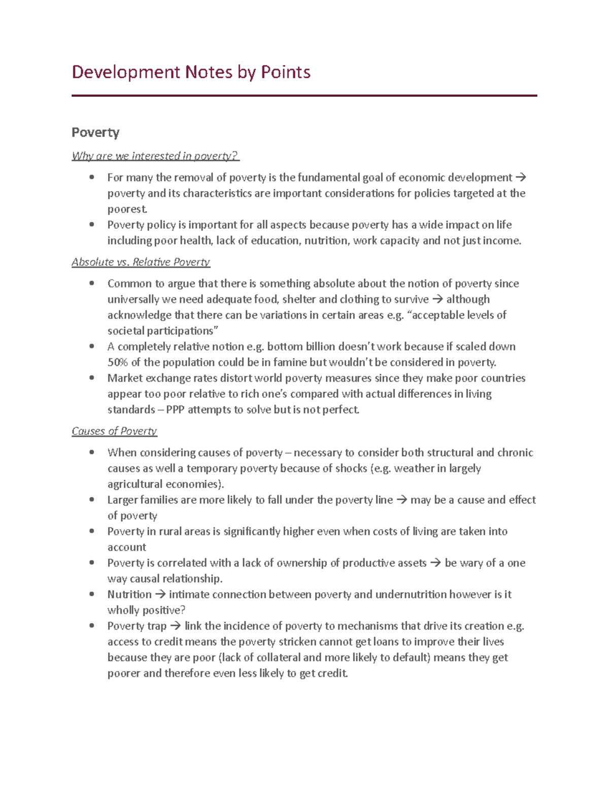 Political Economy of Development Notes - Development Notes by Points ...