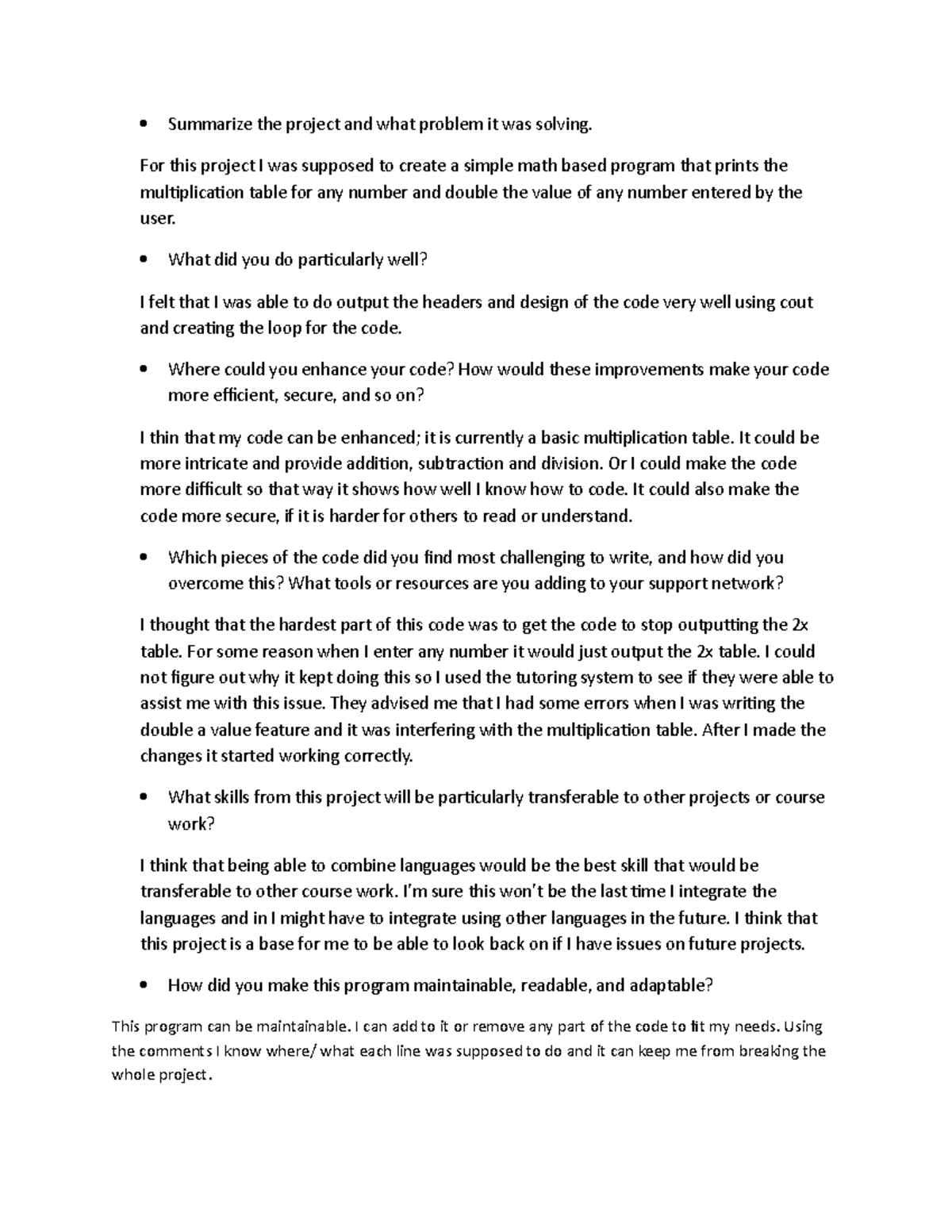 Module 8 Journal - Summarize the project and what problem it was ...