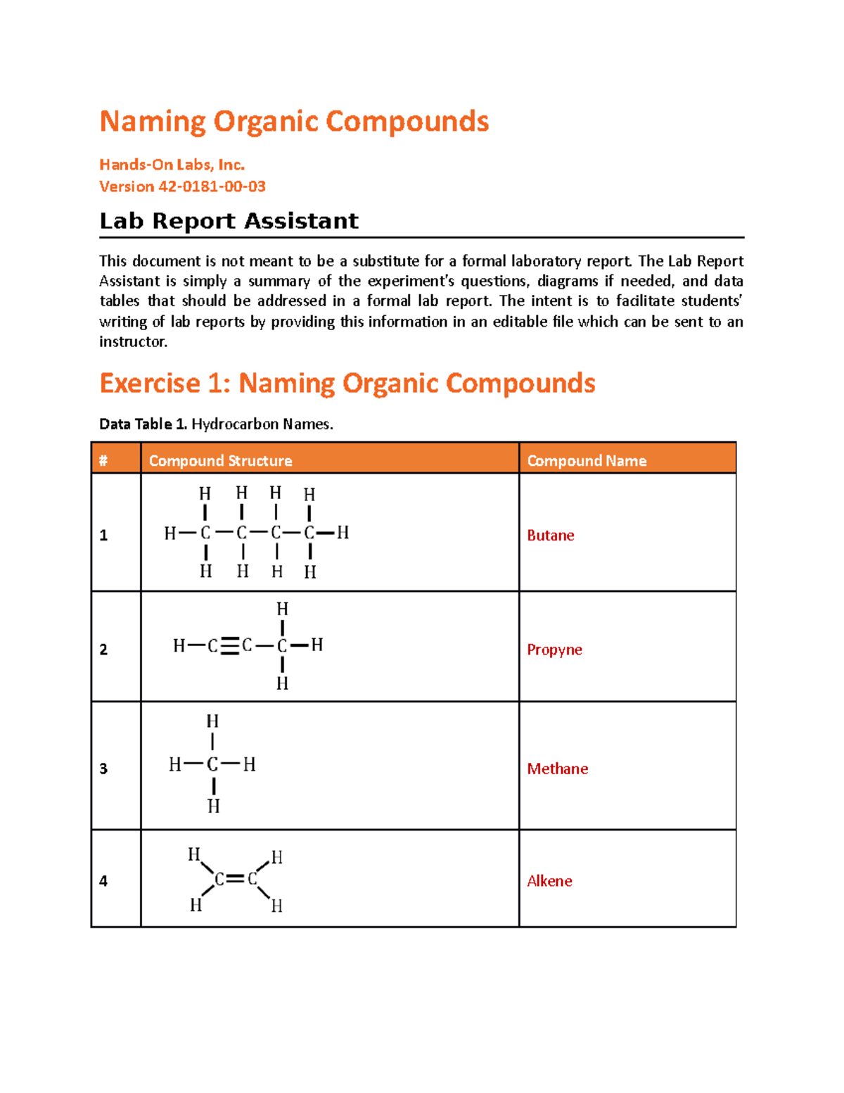 Naming Organic Compounds^J Lab Report Assistant - Naming Organic ...