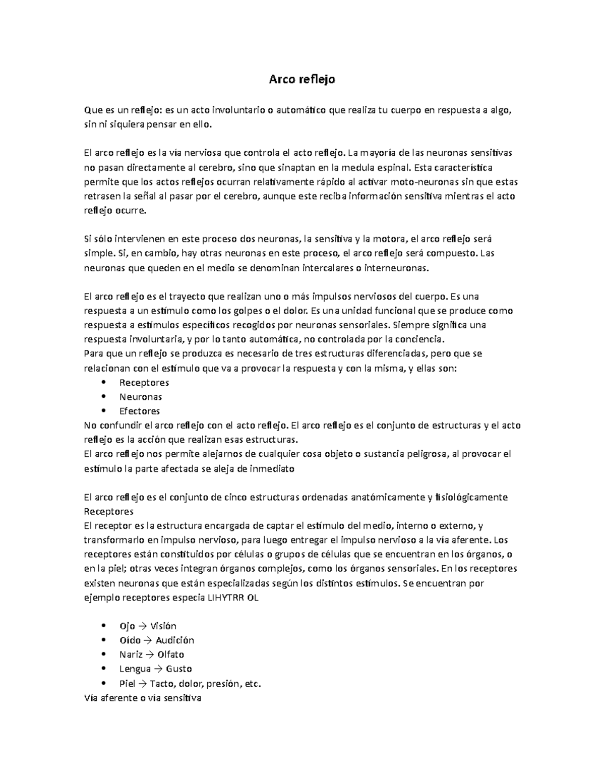 Arco reflejo 2 - Apuntes 1 - Arco reflejo Que es un reflejo: es un acto ...