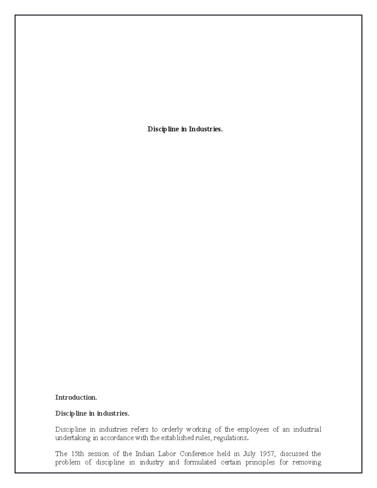 Industrial discipline - Discipline in Industries. Introduction ...