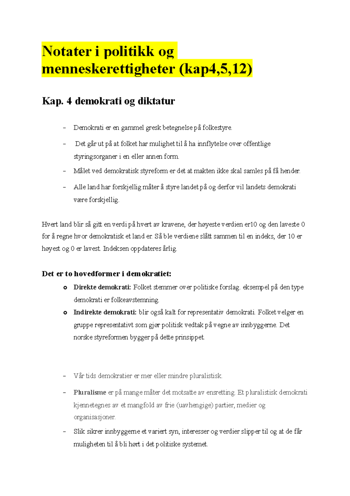 Notater i politikk og menneskerettigheter - Notater i politikk og ...