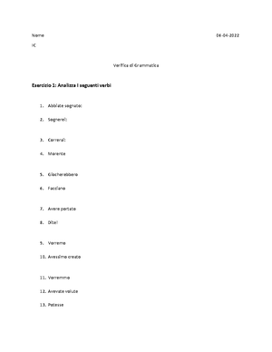 Verifica Grammatica - Nome: 11-03- Classe: 3c Verifica di Grammatica: Le subordinate completive ...