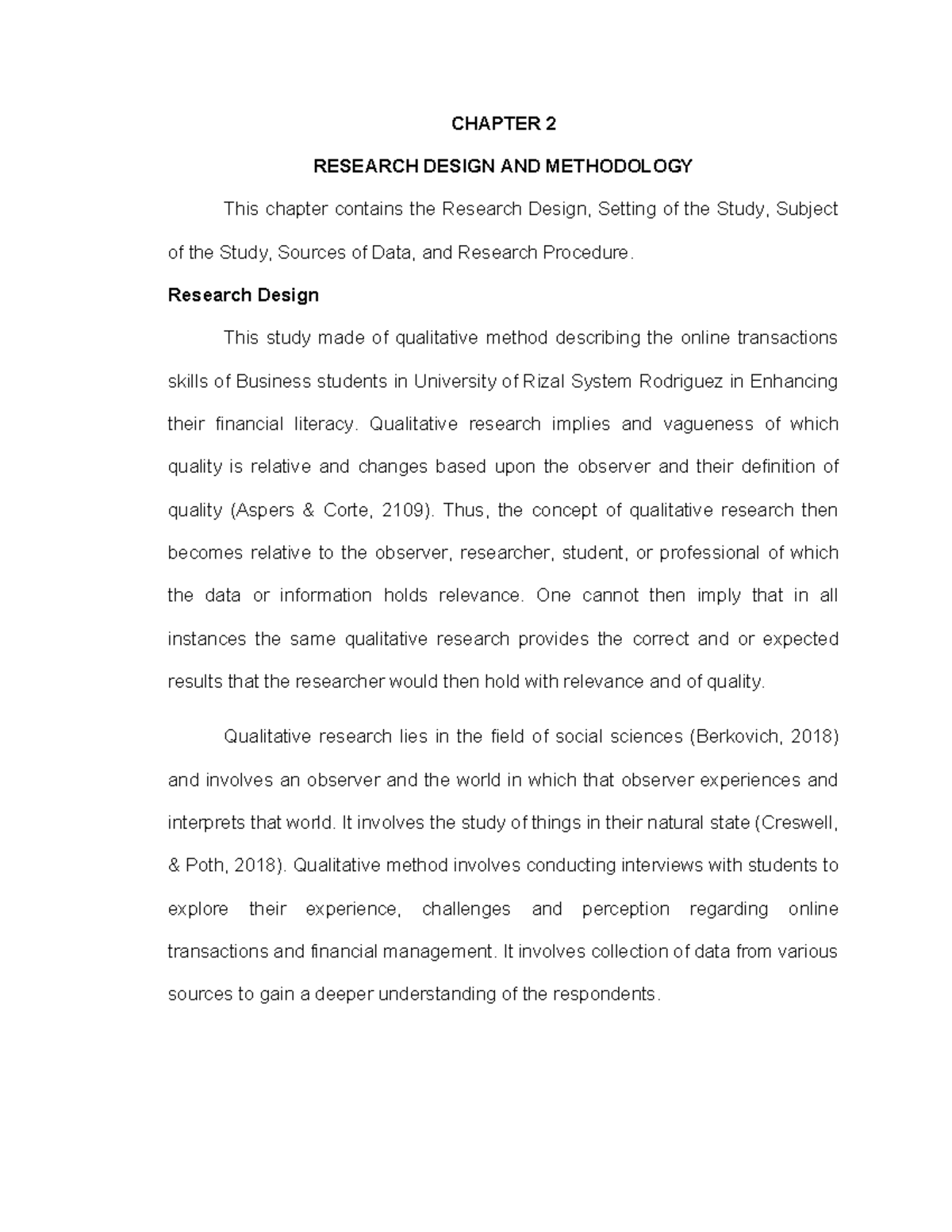Chapter 2 - CHAPTER 2 RESEARCH DESIGN AND METHODOLOGY This chapter ...