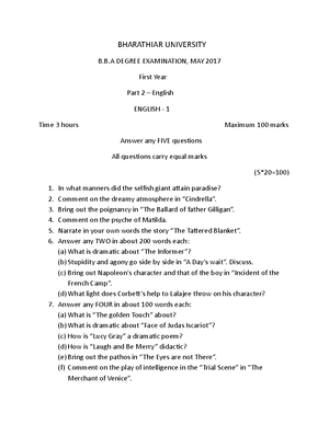 Airline and airport operation - BHARATHIAR UNIVERSITY B.B DEGREE EXAMINATION, MAY 2017 Second ...