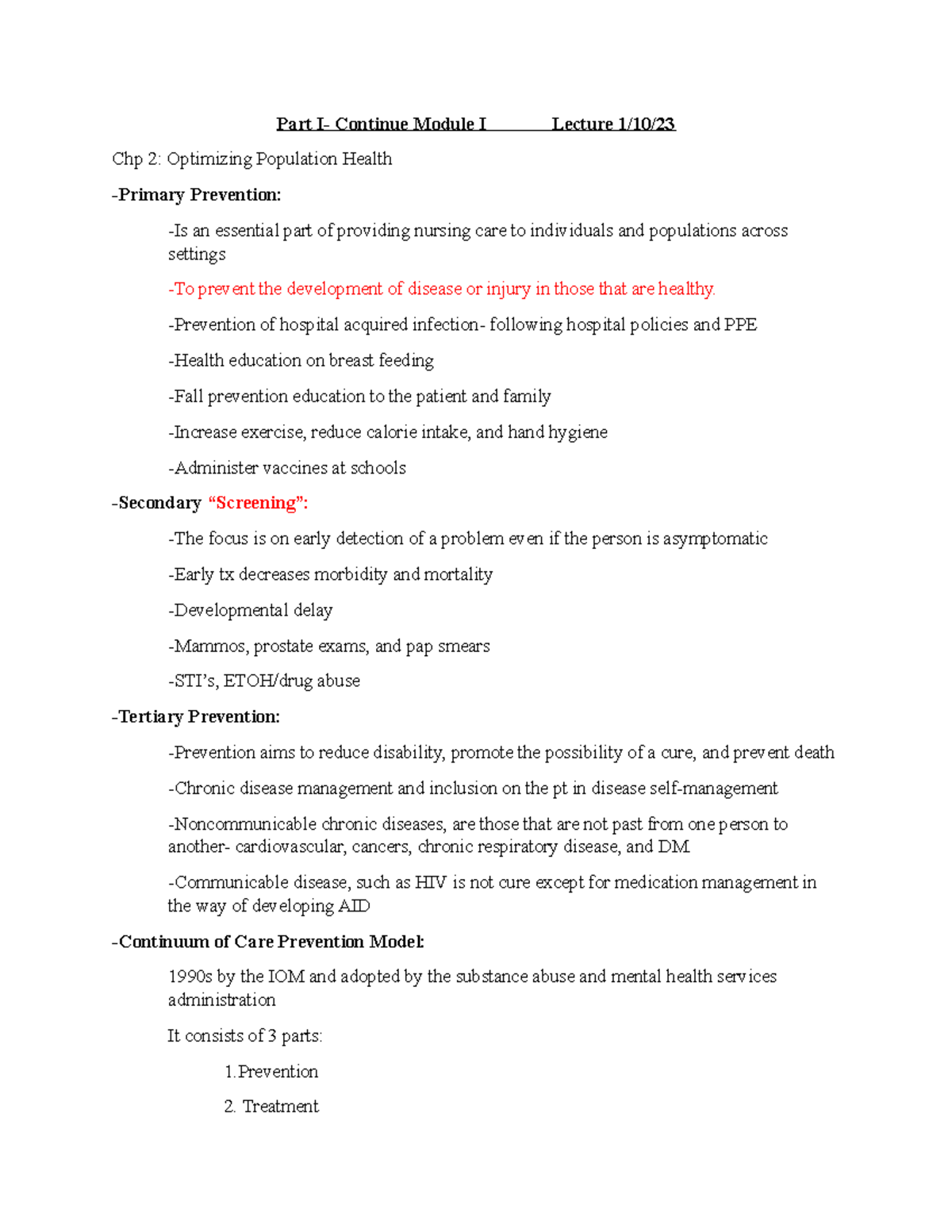 Mod I-Week 2 Lecture notes - Part I- Continue Module I Lecture 1/10 ...