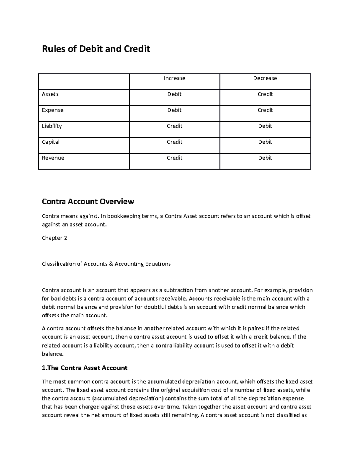 Accounting concepts - Rules of Debit and Credit Increase Decrease ...