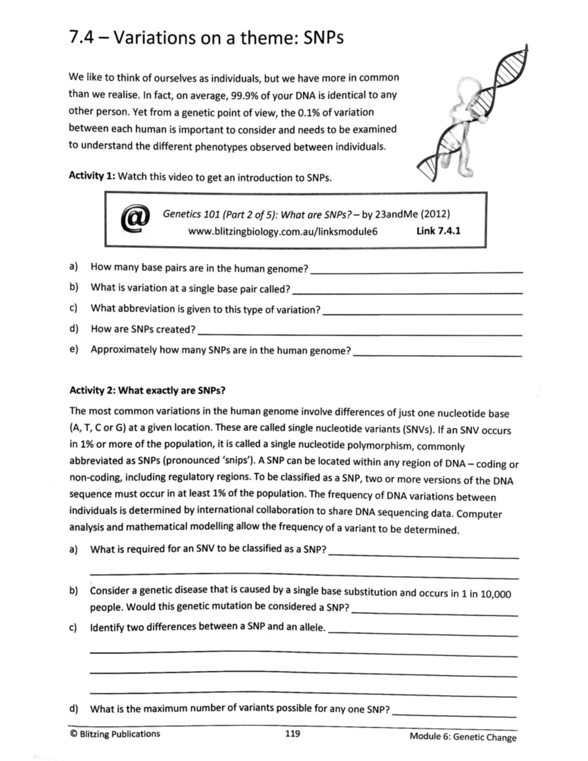 SNP's BB worksheets - Biology worksheet - Studocu